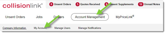 Viewing/Updating Your User Information in CollisionLink Shop ...